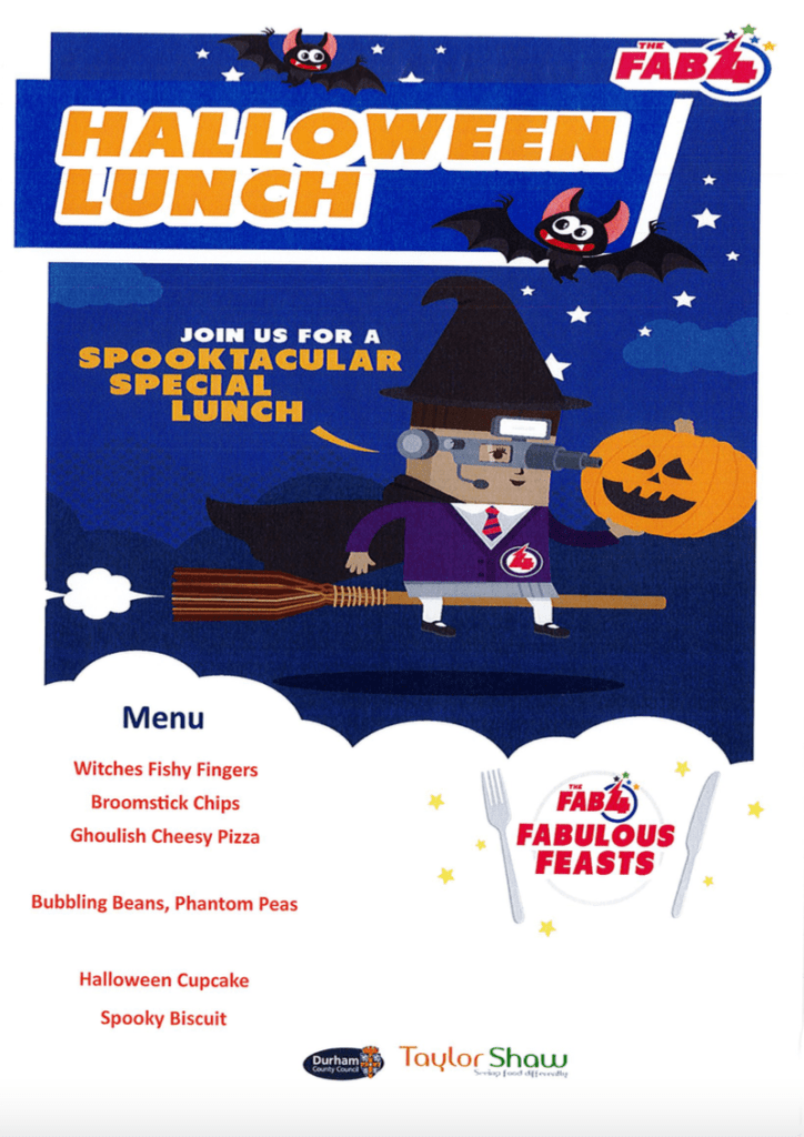 Halloween and Bonfire Night Lunch Menus - West Cornforth Primary School
